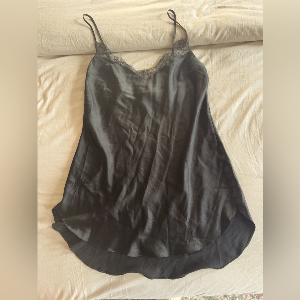 Black Satin Vs Lace Trimmed Slip - Gem
